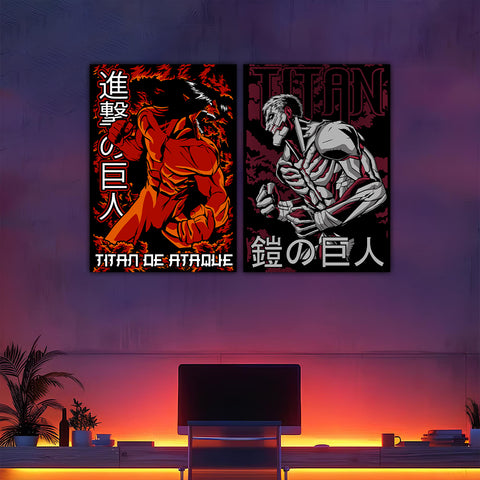 Attack Titan V/s Armor Titan Split Posters 2-Panel – Frame Kro