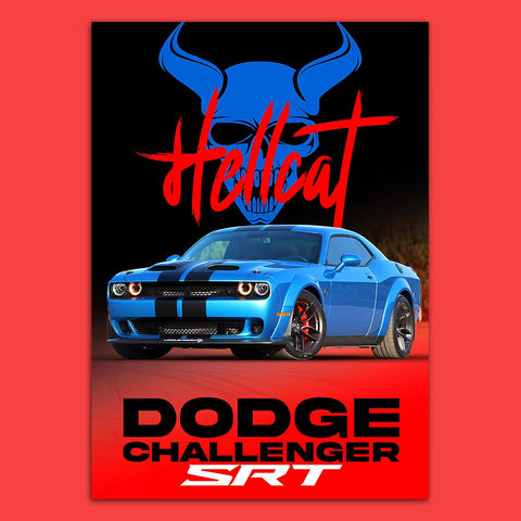 Dodge Chanllenger Hellcat SRT Poster (Blue Variant) – Frame Kro